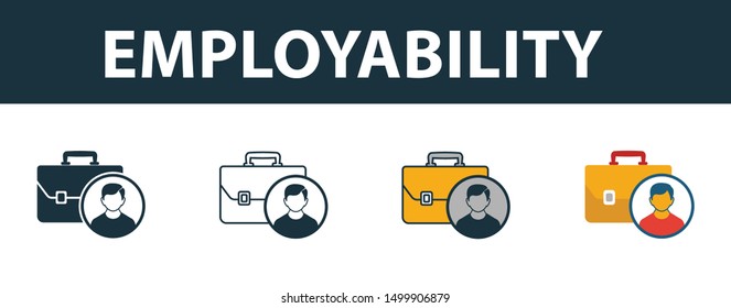 Employability Icon Set Four Elements Diferent Stock Vector (Royalty ...