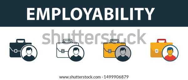 Employability Icon Set Four Elements Diferent Stock Vector (Royalty ...