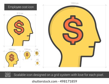 Employee Cost Vector Line Icon Isolated Stock Vector (Royalty Free ...