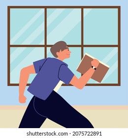 Employee Male Runner Folder Stock Vector (Royalty Free) 2075722891 ...