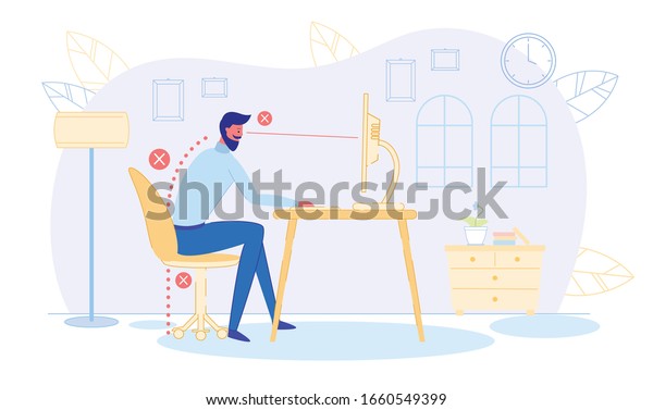 Employee Sitting Bad Postures Having Office Stock Vector (Royalty Free ...