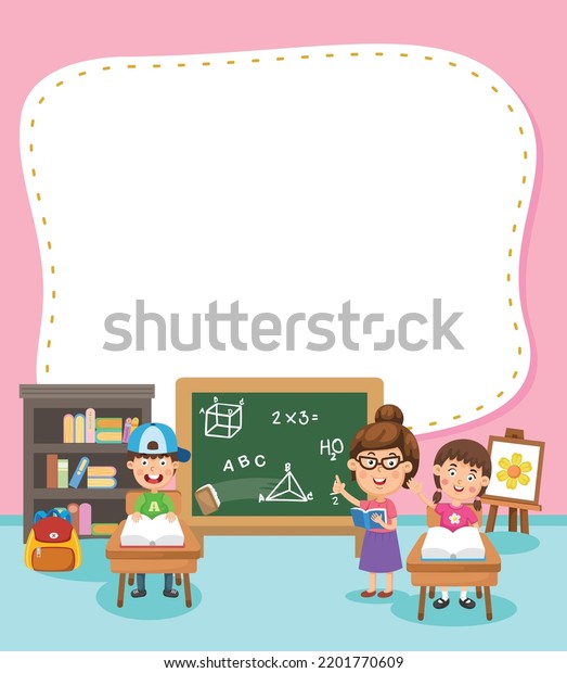 Empty Banner Template Children Classroom Illustration Stock Vector ...