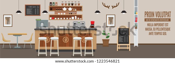Empty Cafe Interior Cofee Shop Bar Stock Vector (Royalty Free ...