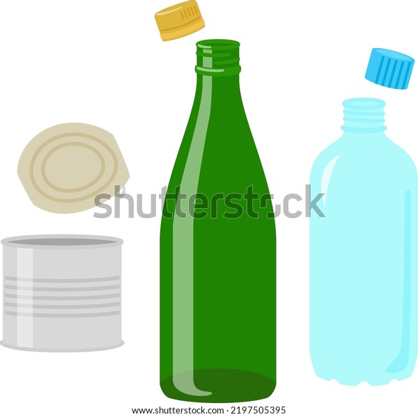 Empty Cans Bottles Plastic Bottles Lids Stock Vector (Royalty Free ...