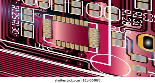 Empty Circuit Board Red Colour Pcb Stock Vector (Royalty Free ...