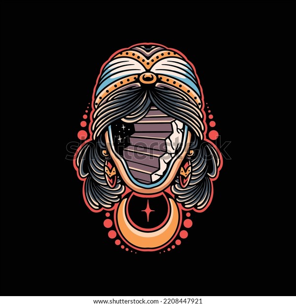 Empty Face Woman Tattoo Vector Design Stock Vector (Royalty Free ...