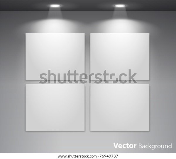 Empty Gallery Wall Lights Images Advertisement Stock Vector (Royalty ...