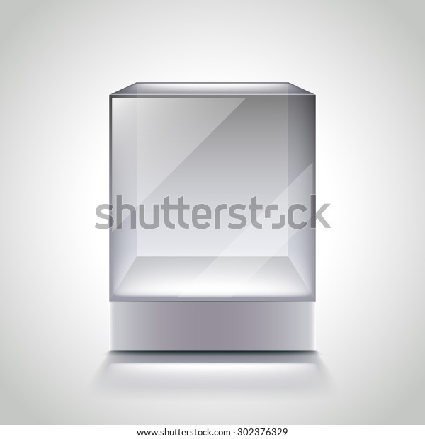Empty Glass Cube Showcase Exhibition Photo Stock Vector (Royalty Free ...