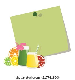 Empty Green Note Paper Citrus Fruits Stock Vector (Royalty Free ...