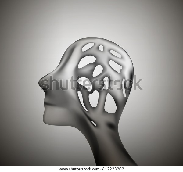 Empty Head Depression Man Profile Head: vector de stock (libre de ...