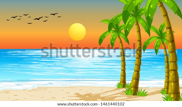 Empty Nature Beach Ocean Coastal Landscape Stock Vector (Royalty Free ...