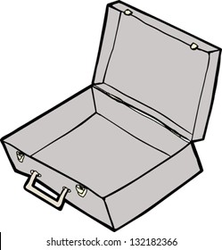 Vektor Stok Empty Open Suitcase Cartoon Over White (Tanpa Royalti ...