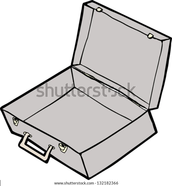 Vektor Stok Empty Open Suitcase Cartoon Over White (Tanpa Royalti ...