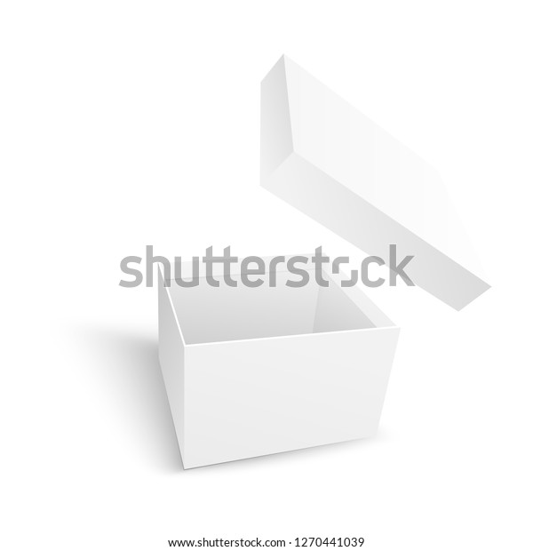 Empty Open White Paper Box Flying Stock Vector (Royalty Free ...