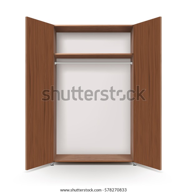 Empty Open Wooden Wardrobe Isolated On Stock Vector (Royalty Free ...