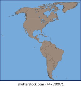 Empty Political Map Americas: vector de stock (libre de regalías ...
