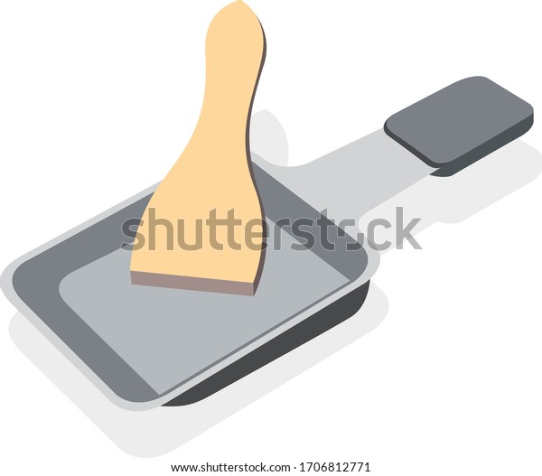 Empty Raclette Pan Wooden Scraper Stock Vector (Royalty Free ...