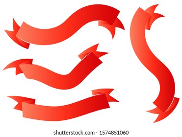 Empty Red Ribbons On White Background Stock Vector (Royalty Free ...