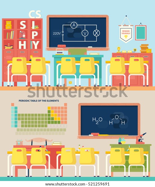 Empty School Classroom Physics Chemistry Flasks: Vector có sẵn (miễn ...