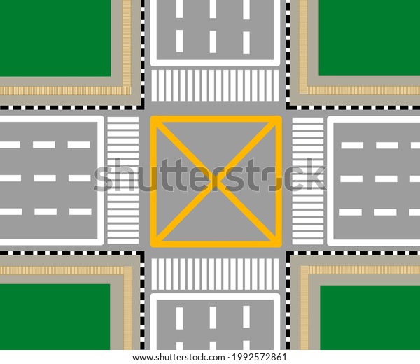 Empty Urban Crossroad Pedestrian Paths City Stock Vector (Royalty Free ...
