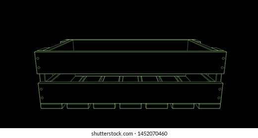 Empty Wooden Crate Vector Outline Illustration: เวกเตอร์สต็อก (ปลอดค่า ...