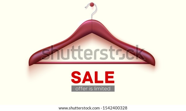 Empty Wooden Hanger Hanging On Wall Stock Vector (Royalty Free ...