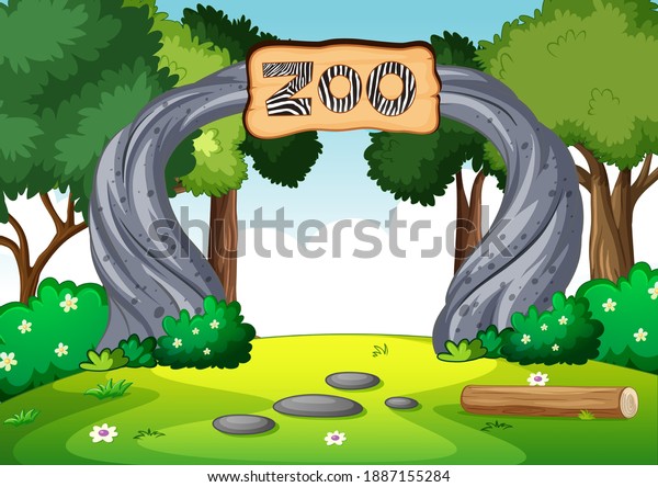 Empty Zoo Nature Scene Illustration Stock Vector (Royalty Free ...