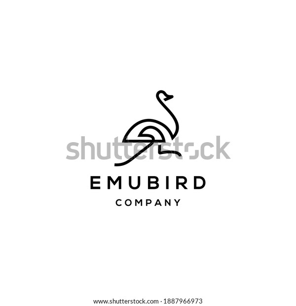 Emu Bird Logo Line Vector Icon Stock Vector (Royalty Free) 1887966973 ...