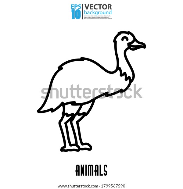 Emu Icon Outline Vector Animal Concept Stock Vector (Royalty Free ...