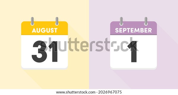 End August Beginning September Calendar Set Stock Vector (Royalty Free ...