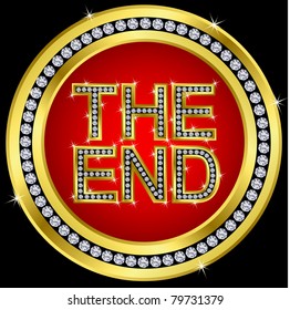 End Icon Golden Button Diamonds Vector Stock Vector (Royalty Free ...