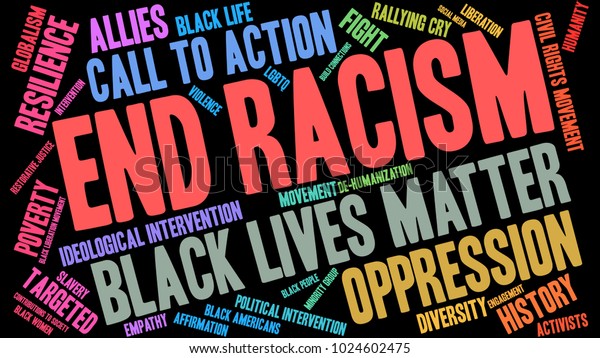 End Racism Word Cloud On Black Stock Vector (Royalty Free) 1024602475 ...