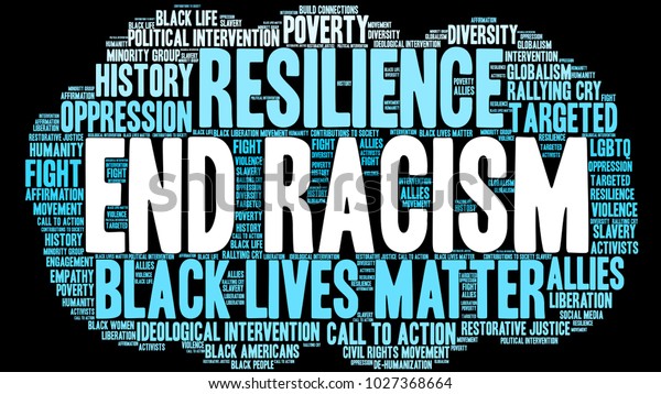 End Racism Word Cloud On Black Stock Vector (Royalty Free) 1027368664 ...