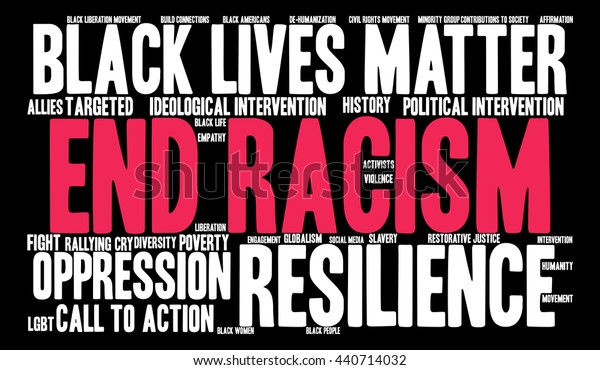 End Racism Word Cloud On Black Stock Vector (Royalty Free) 440714032