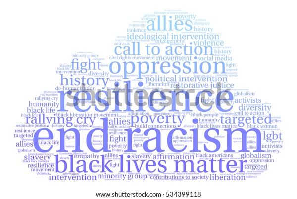 End Racism word cloud on a white background.