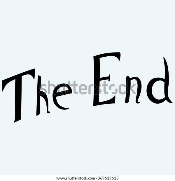 End Symbol Isolated On Blue Background Stock Vector (Royalty Free ...