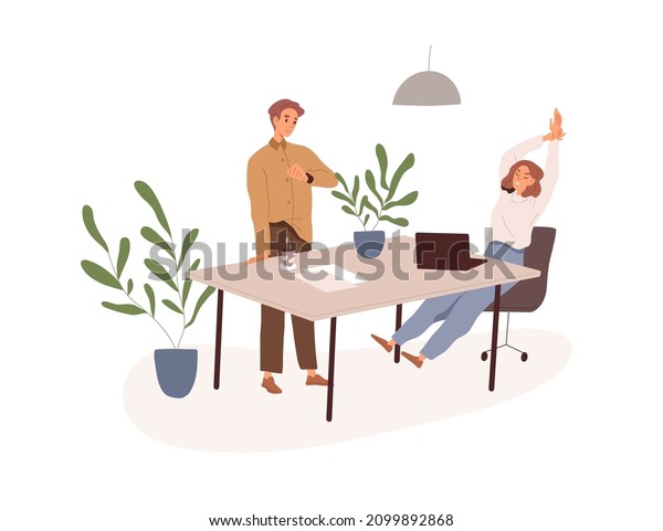 End Work Day Office Colleagues Desk Stock Vector (Royalty Free ...