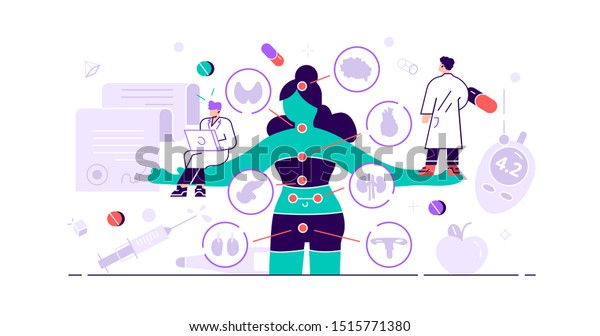 Endocrinology Concept Tiny Hormones Diseases Persons Stock Vector ...