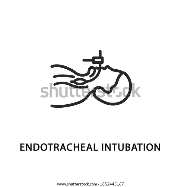 Endotracheal Intubation Flat Line Icon Artificial Stock Vector (Royalty ...