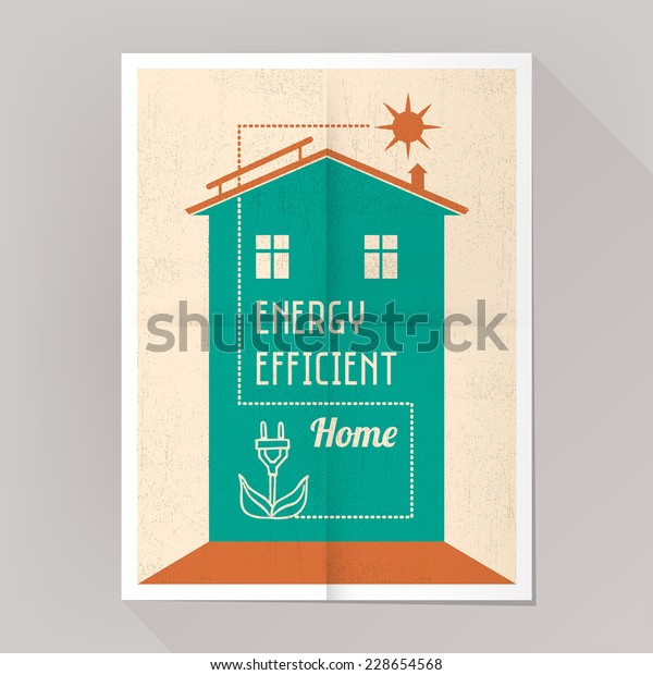 Energy Efficient House Solar Panels Poster Stock Vector (Royalty Free ...