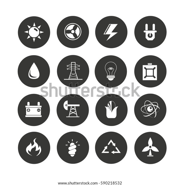 Energy Icon Set Circle Buttons Stock Vector (Royalty Free) 590218532 ...