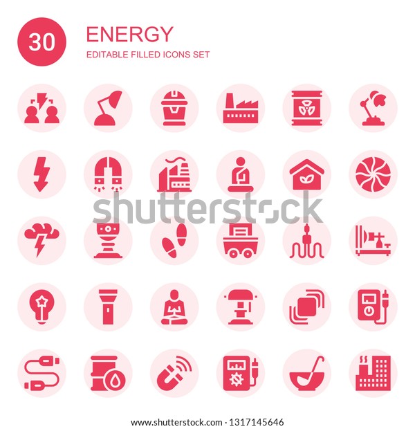 Energy Icon Set Collection 30 Filled Stock Vector (Royalty Free ...
