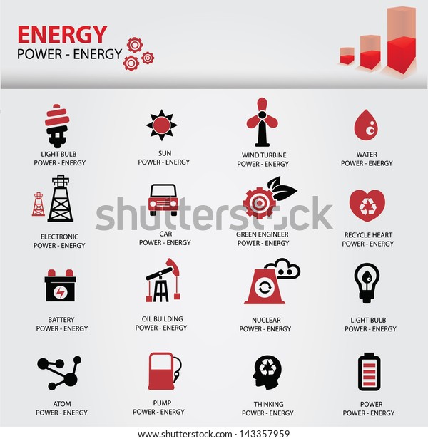 Energy Icon Set On White Backgroundvector Stock Vector (Royalty Free ...