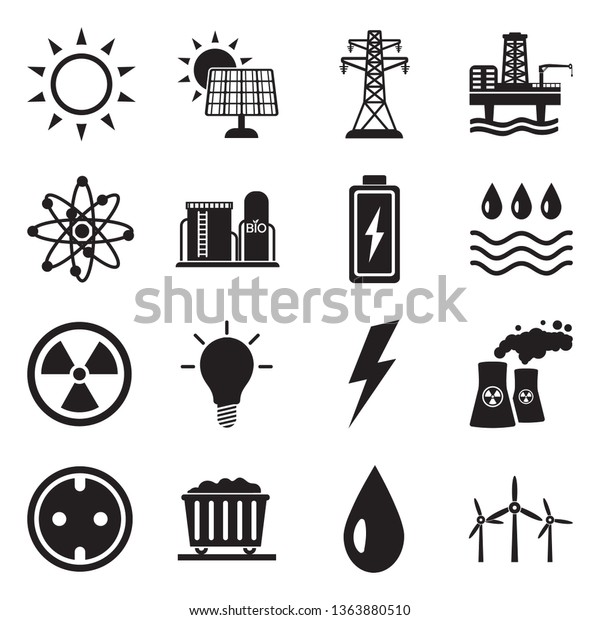 Energy Icons Set 2 Black Flat Stock Vector (Royalty Free) 1363880510 ...