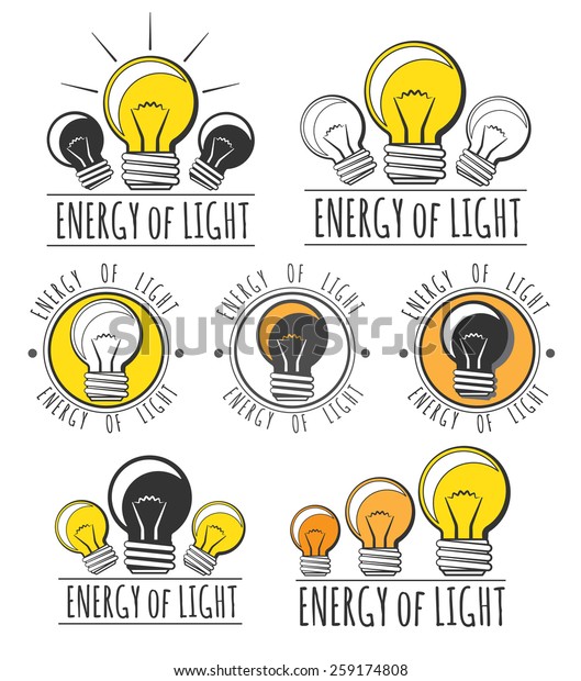 Energy Light Logo Set Lightbulb Retro Stock Vector (Royalty Free ...
