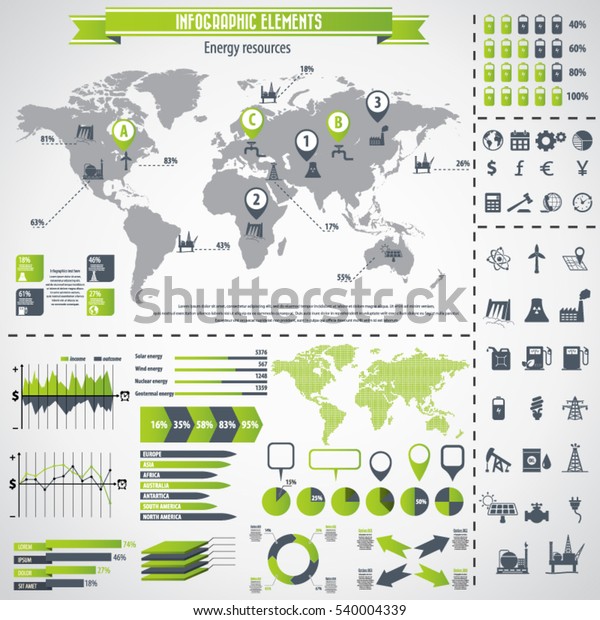 Energy Resources Icon Set Infographics Vector Stock Vector (Royalty ...