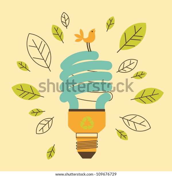 Energy Saving Lightbulb Cartoon Style Stock Vector (Royalty Free) 109676729