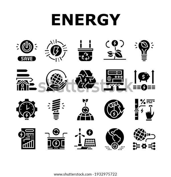 Energy Saving Tool Collection Icons Set Stock Vector (Royalty Free ...