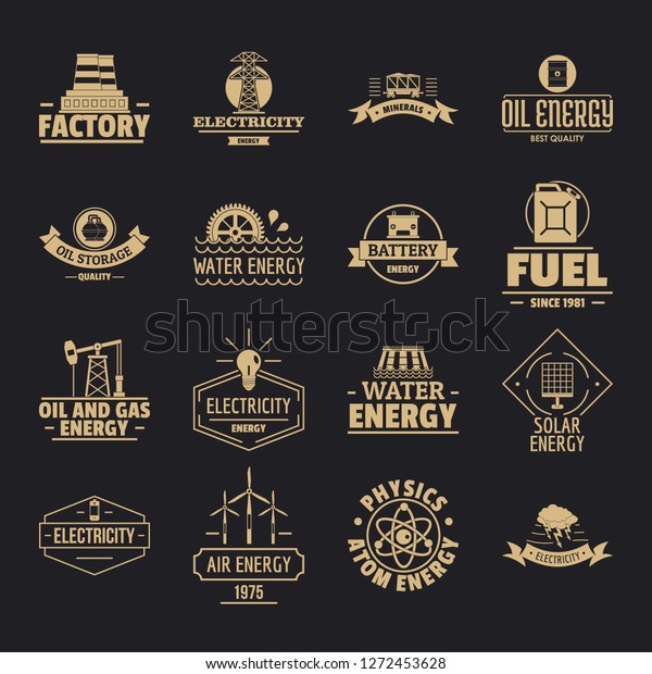 Energy Sources Logo Icons Set Simple Stock Vector (Royalty Free ...