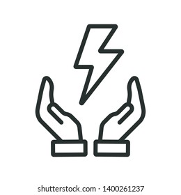 Energy Symbol Hands Minimal Line Web Stock Vector (Royalty Free) 1400261237